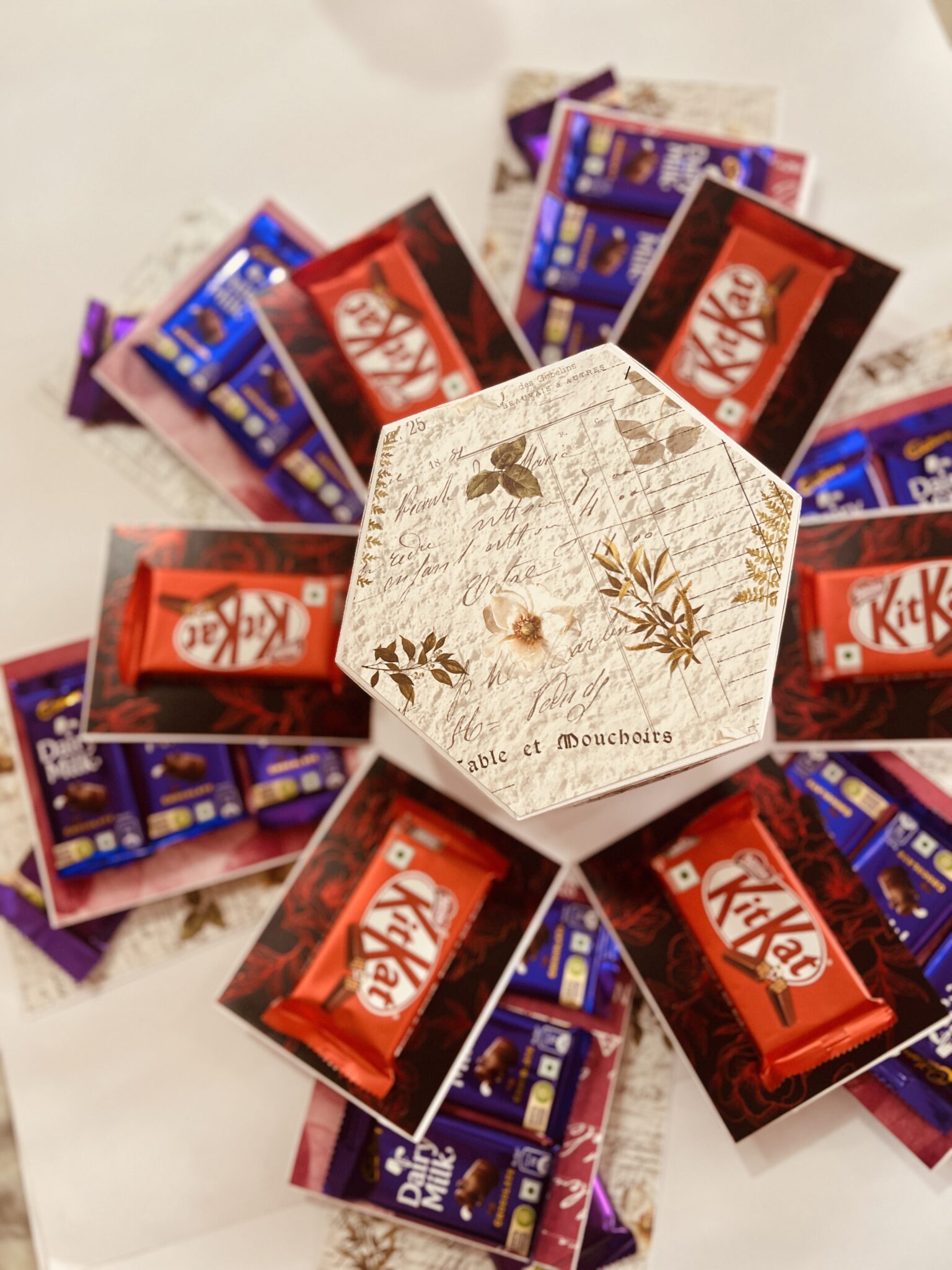 4 layer Chocolate hexagon explosion box | Hexagonal explosion Box ...